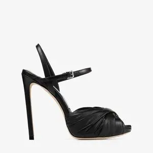 JIMMY CHOO Elly 120 Leather Sandals - Black