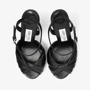 JIMMY CHOO Elly 120 Leather Sandals - Black
