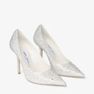 JIMMY CHOO Love 100 Satin Pumps With Crystal Embellishment - Neutral