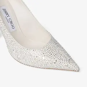 JIMMY CHOO Love 100 Satin Pumps With Crystal Embellishment - Neutral