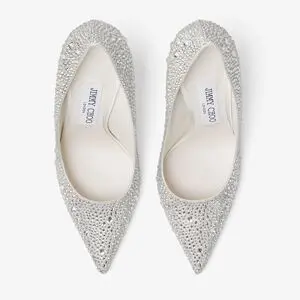 JIMMY CHOO Love 100 Satin Pumps With Crystal Embellishment - Neutral