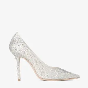 JIMMY CHOO Love 100 Satin Pumps With Crystal Embellishment - Neutral