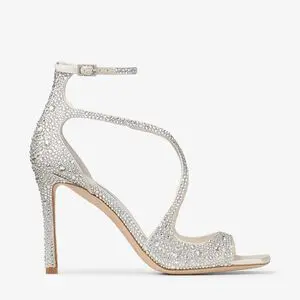 JIMMY CHOO Azia 95 Crystal-embellished Satin Pumps - Neutral