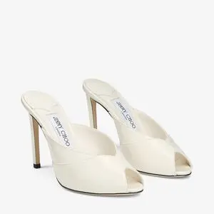 JIMMY CHOO Brigitte 100 Patent Leather Mules - Neutral