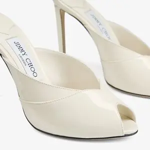 JIMMY CHOO Brigitte 100 Patent Leather Mules - Neutral