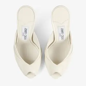 JIMMY CHOO Brigitte 100 Patent Leather Mules - Neutral