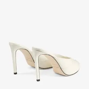 JIMMY CHOO Brigitte 100 Patent Leather Mules - Neutral