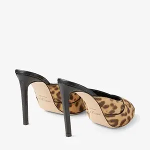 JIMMY CHOO Brigitte 100 Leopard Print Mules - Neutral