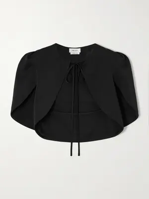 Alexander McQueen Cropped Cape-effect Satin-crepe Jacket - Black