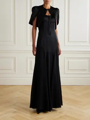 Alexander McQueen Cropped Cape-effect Satin-crepe Jacket