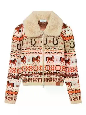Stella McCartney Patterned Jacket With Faux-fur Collar