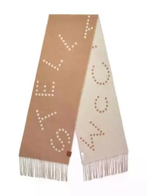 Stella McCartney Logo Dotted Fringed Scarf - Neutrals