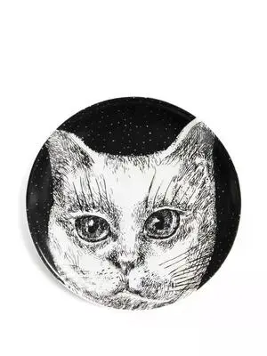 FORNASETTI Cat-print Decorative Plate - Black