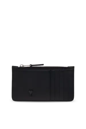 AMI Paris Leather Card Holder - Black