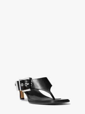 Michael Kors Rowen Leather Thong Sandal - Black
