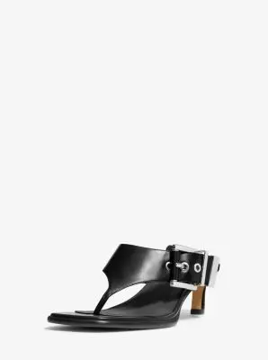 Michael Kors Rowen Leather Thong Sandal - Black