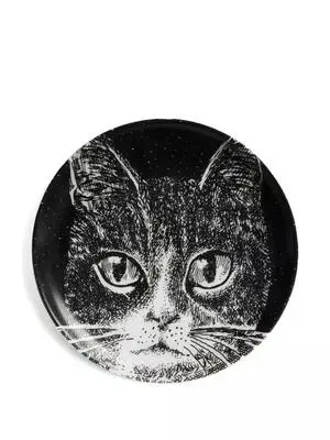FORNASETTI Cat-print Decorative Plate - Black