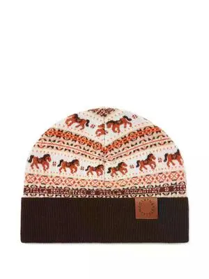 Stella McCartney Fair Isle Horse-pattern Beanie - Brown