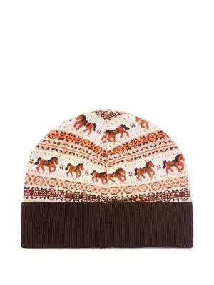 Stella McCartney Fair Isle Horse-pattern Beanie - Brown