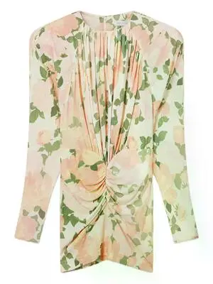 Stella McCartney Floral Gathered Mini Dress - Neutrals