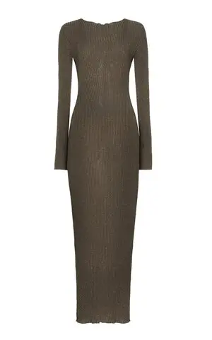 LESET Blake Ribbed-knit Maxi Dress - Green