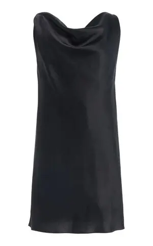 LESET Barb Cowl Satin Mini Dress - Black