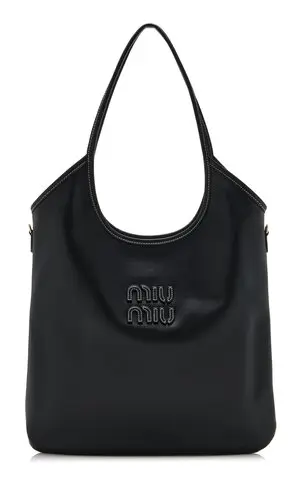 Miu Miu Ivy Leather Tote - Black