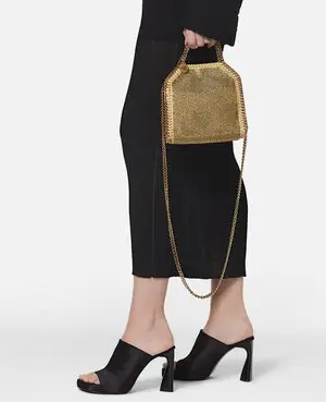Stella McCartney Falabella Crystal Mesh Mini Tote - Gold