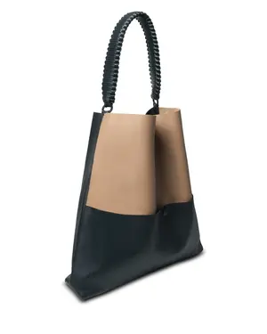 Callista Leather Tote - Black/camel