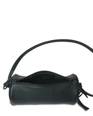 Callista Mini Barrel Bag Grained Leather - Black