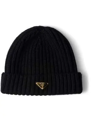 Prada Mélange Wool Beanie Accessories - Black
