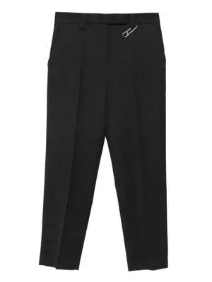 Prada Safety-Pin Detail Wool Trousers - Grey