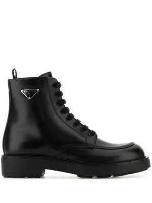 Prada Leather Amphibious Shoes With Polished Finish - Black