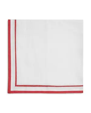 GOHAR WORLD Gohar Striped Linen & Cotton Dinner Napkins, Set Of 2 - Red Stripe