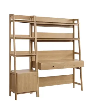 MODWAY Bixby 2-piece Wood Office Desk And Bookshelf - Oak