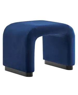MODWAY Koda Performance Velvet Waterfall Stool - Black Midnight Blue
