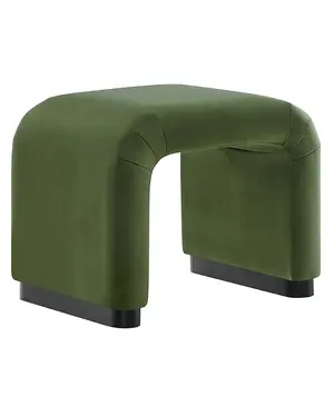 MODWAY Koda Performance Velvet Waterfall Stool - Black Moss Green