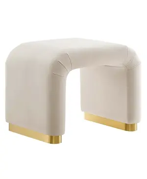 MODWAY Koda Performance Velvet Waterfall Stool - Brass Almond