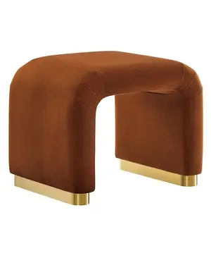 MODWAY Koda Performance Velvet Waterfall Stool - Brass Rust