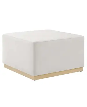 MODWAY Tilden Large 28 Square Performance Velvet Upholstered Ottoman - Alabaster Natural