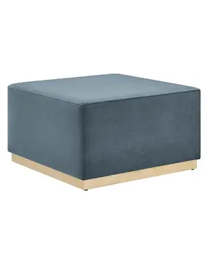 MODWAY Tilden Large 28 Square Performance Velvet Upholstered Ottoman - Cadet Blue Natural
