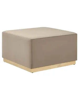 MODWAY Tilden Large 28 Square Performance Velvet Upholstered Ottoman - Taupe Natural