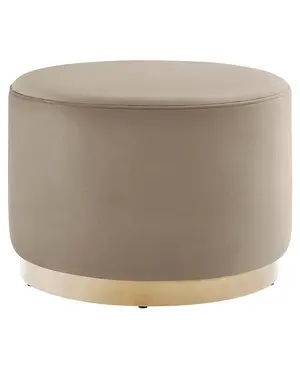 MODWAY Tilden Large 23 Round Performance Velvet Upholstered Ottoman - Taupe Natural