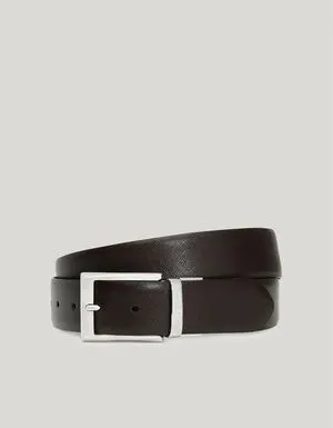 Canali Reversible Leather Belt - Black