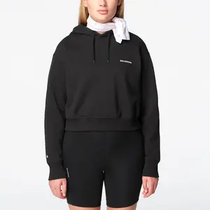 SALOMON Cropped Logo Hoodie Deep Black