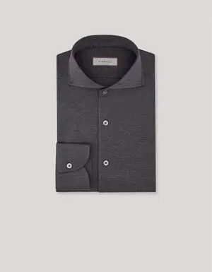 Canali Regular-fit Shirt In Cotton Jersey - Grey