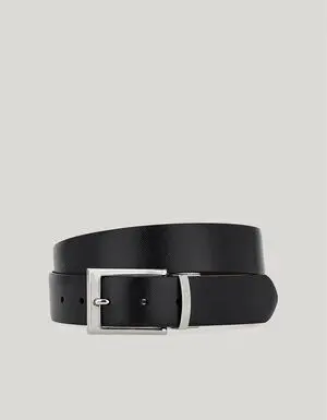 Canali Saffiano Print Calfskin Belt - Black