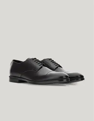 Canali Derby In Distressed Calfskin - Black