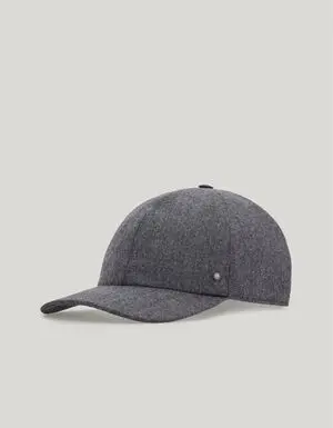 Canali Wool Baseball Cap With Adjustable Leather Closure - Grey