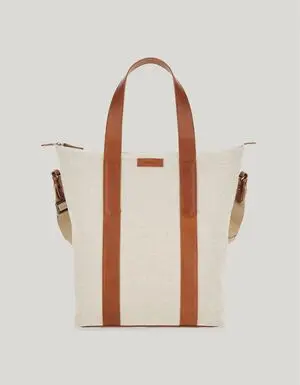 Canali Cowhide And Canvas Tote Bag - White